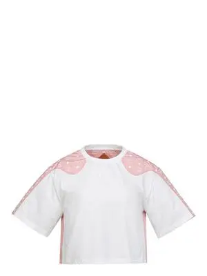 Mcm Laurel Cropped T-shirt In Cotton And Monogram Econyl Soft Pink