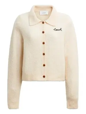 COACH OUTLET Embroidered Cropped Cardigan Beige