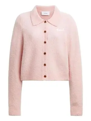 COACH OUTLET Embroidered Cropped Cardigan Light Pink