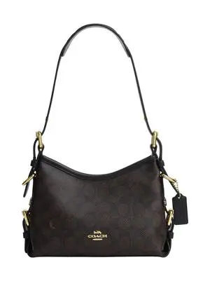 COACH OUTLET Laurel Shoulder Bag 22 With Buckles In Signature Canvas - Gold/walnut/black