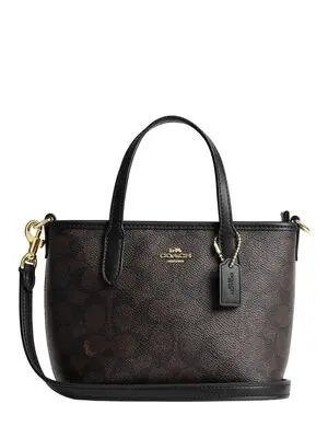 COACH OUTLET City Mini Tote Bag In Signature Canvas - Gold/walnut/black