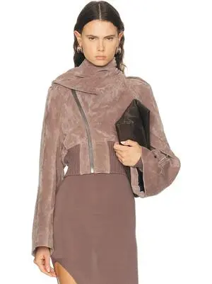 Rick Owens Scarf Flight Bomber Jacket In Mauve - Grape