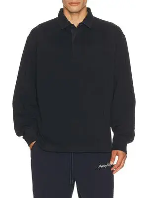 Reigning Champ Heavyweight Jersey Standard Rugby Shirt In Blue - Navy