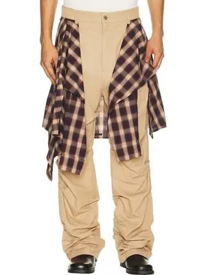 We11Done Shirt Wrapped Pants In Brown - Beige