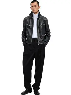 Bottega Veneta Weathered Leather Jacket - Double Black