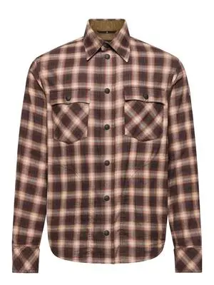 MONCLER Check Cotton Blend Long Sleeve Shirt
