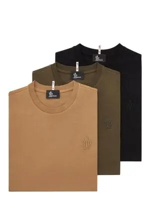 Moncler Logo Patch Cotton Blend T-shirt - Beige