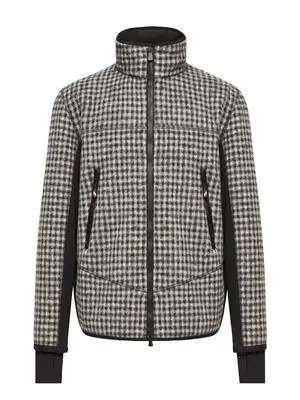 Moncler Wool Blend Vichy Zip-Up Sweatshirt Black