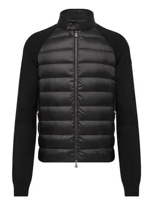 Moncler Wool Blend Padded Zip-up Cardigan - Black