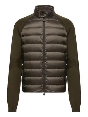 Moncler Wool Blend Padded Zip-up Cardigan - Green