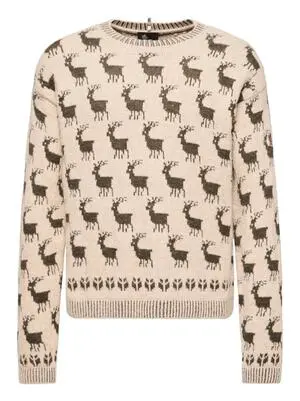 Moncler Moose Jacquard Alpaca & Wool Blend Sweater - Beige