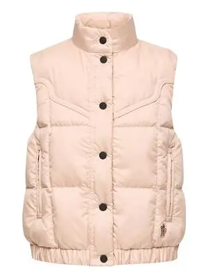 Moncler Doucy Square-Quilted Down Vest Pink