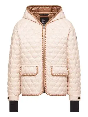 Moncler Valfassa Mountain Quilted Hooded Short Down Jacket Pink