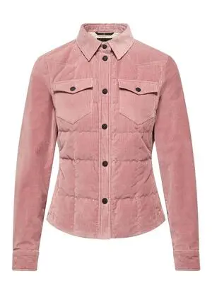 Moncler Nangy Corduroy Down Shirt Jacket - Pink