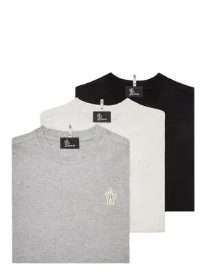 Moncler Logo Patch Cotton Blend T-shirt - Grey
