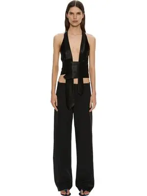 Christopher Esber Tuxedo Contrast Wool Trouser - Black