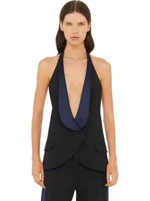 Christopher Esber Tuxedo Contrast Wool Vest - Black-ink