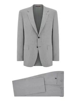 Canali Light Gray Wool Flannel Single-breasted Regular-fit Suit - Grey