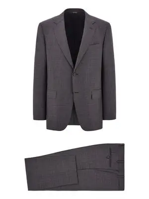 Canali Anthracite And Brown Near-solid Wool Suit - Grey