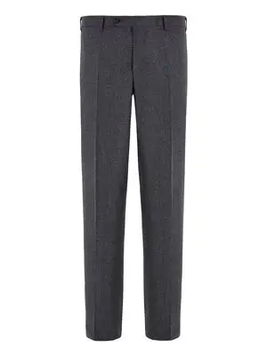 Canali Anthracite Wool Flannel Regular-fit Pants - Grey