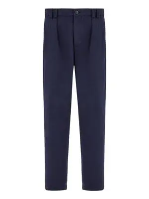 CANALI Blue Cotton Gabardine Pants With Two Pleats
