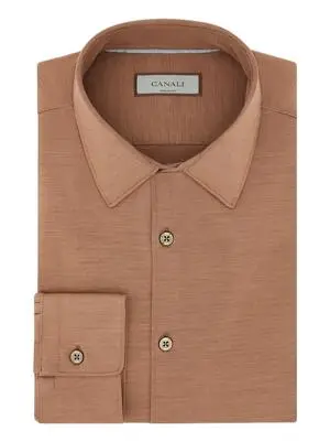 Canali Light Impeccabile Jersey Wool Regular-fit Shirt - Brown