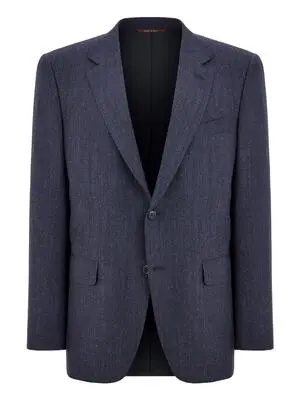 Canali Wool, Silk And Linen Herringbone Regular-fit Jacket - Blue
