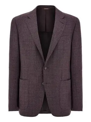 Canali Dark Brown Matting-effect Wool Modern-fit Kei Jacket Red