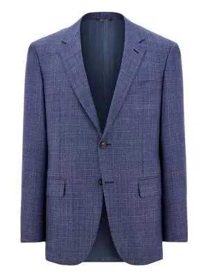 Canali And Light Silk And Cashmere Regular-fit Overcheck Jacket - Blue