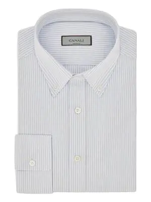 Canali And Light Blue Oxford Cotton Regular-fit Shirt - White