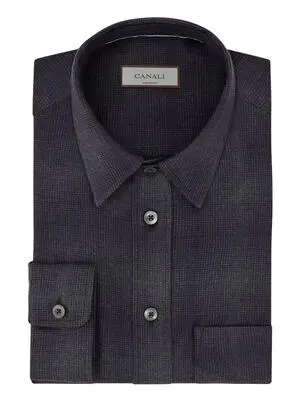 Canali Dark Gray Cotton And Lyocell Relaxed-fit Shirt - Grey