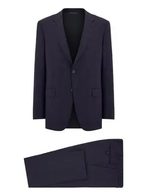 Canali Impeccabile 150's Wool Overcheck Regular-fit Suit - Blue