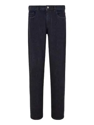 Canali Dark Blue Comfort Cotton And Cashmere Denim Regular-fit Jeans Blue