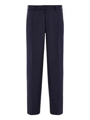 Canali Navy Pinstripe Wool Regular-fit Pants - Blue