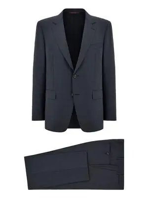 Canali Dark Green Impeccabile 150's Wool Micro-pattern Regular-fit Suit - Grey