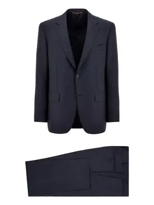 Canali 160's Wool Birdseye Motif Regular-fit Suit - Blue