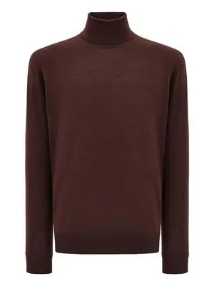 Canali Nuvola Burgundy Seamless Merino Wool Turtleneck - Red