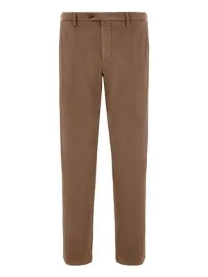 Canali Walnut Cotton And Cashmere Gabardine Regular-fit Chinos - Brown