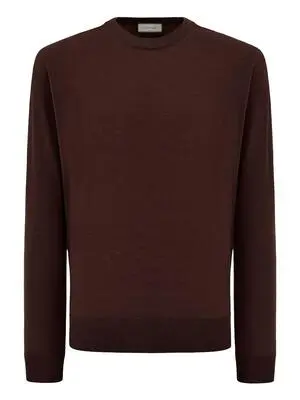 Canali Canali Nuvola Burgundy Seamless Merino Wool Crew Neck Red