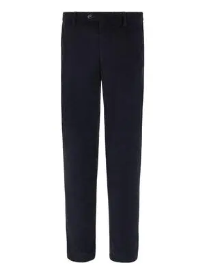 Canali Navy Comfort Cotton Velvet Regular-fit Chinos - Blue