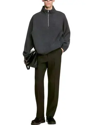 Sandro Zipped Standing Collar Sweatshirt - Grey