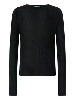 Pinko Ribbed-knit V-neck Cardigan - Black