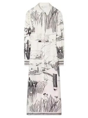 Tory Burch Printed Silk Shirtdress - Neutrals