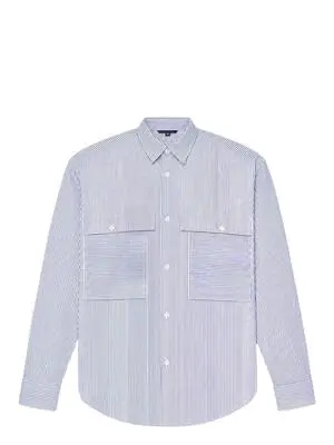 Comme Des Garçons Vertical-stripe Patch-pocket Shirt - White