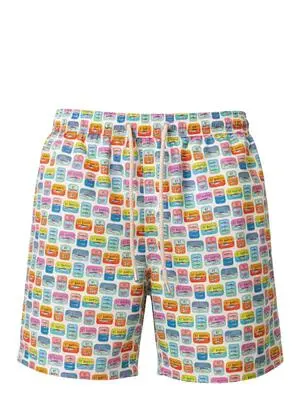MC2 SAINT BARTH Lighting Sardine-print Swim Shorts - Neutrals