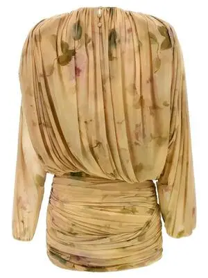 Magda Butrym Floral-print Draped Mini Dress Neutrals