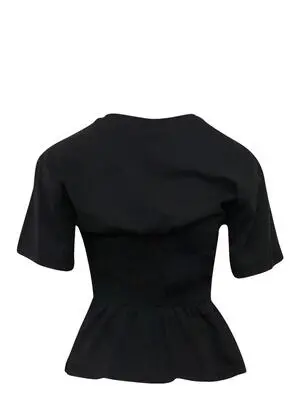 Ulla Johnson Mila Ruched Peplum T-shirt Black