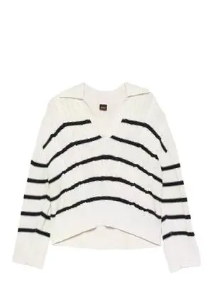 BOSS Striped Cable-knit Sweater