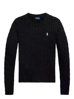 Polo Ralph Lauren Cable-knit Embroidered-logo Sweater Black