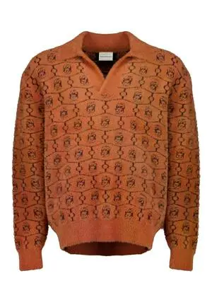 Drole De Monsieur Monogram-jacquard Wool Sweater - Brown